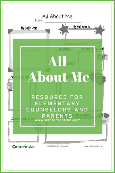 All About Me Worksheet Centervention 