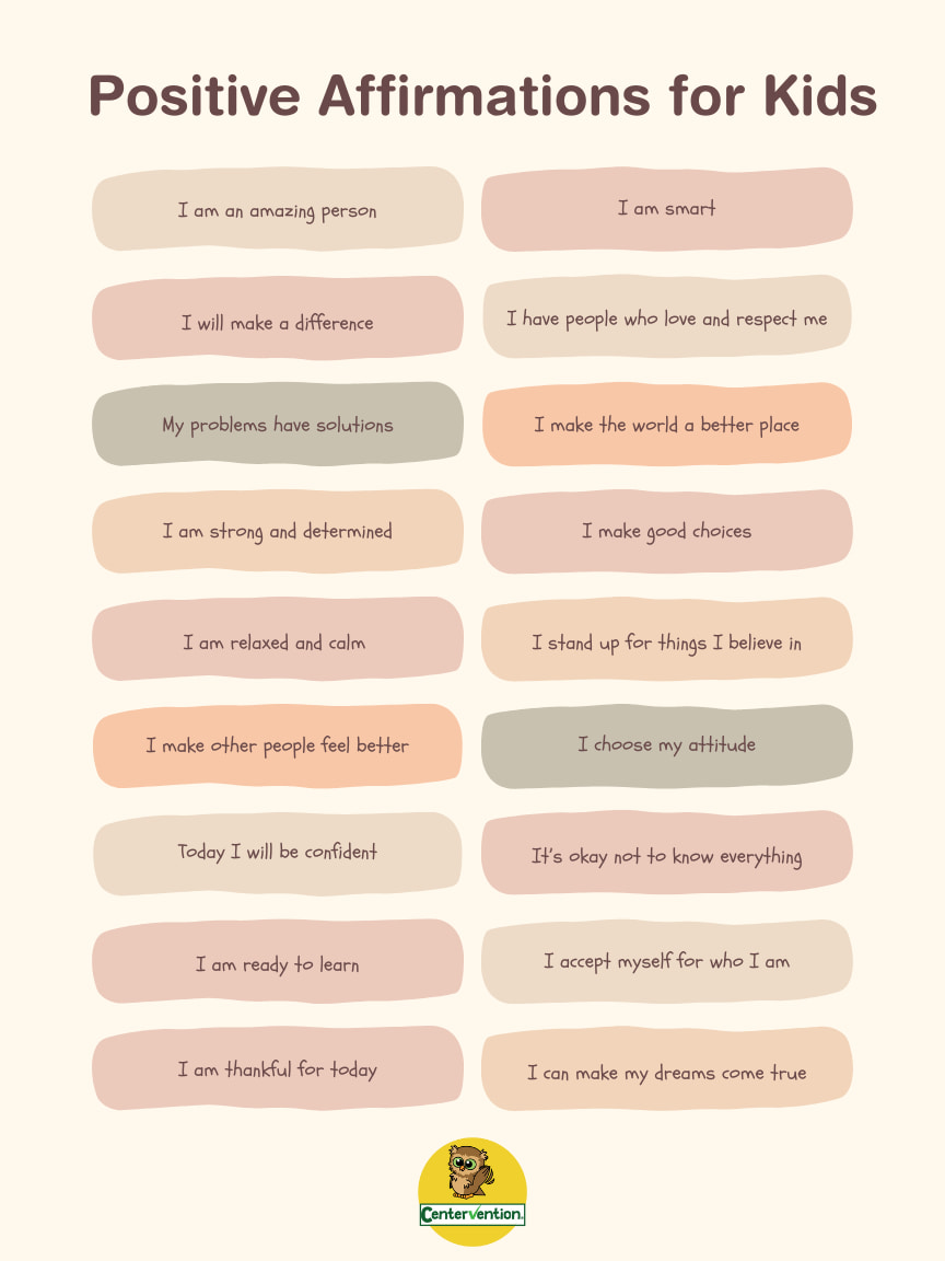 50 Positive Affirmations For Kids Centervention 50 Positive Affirmations For Kids Centervention